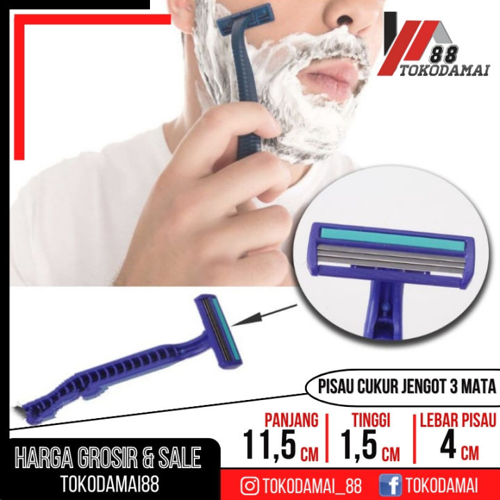 Pisau Cukur 2 mata dan 3 mata / Alat Cukur / Cukuran Kumis Jenggot Silet Biru | Lazada Indonesia