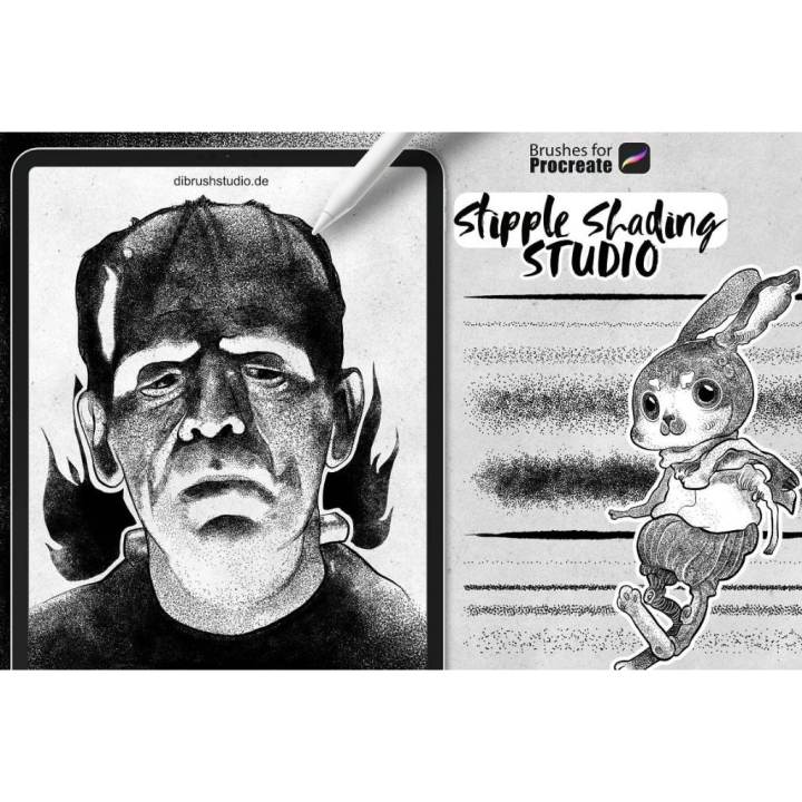 [P402] Stipple Shading Studio for Procreate | Pencil Stippling Shading ...