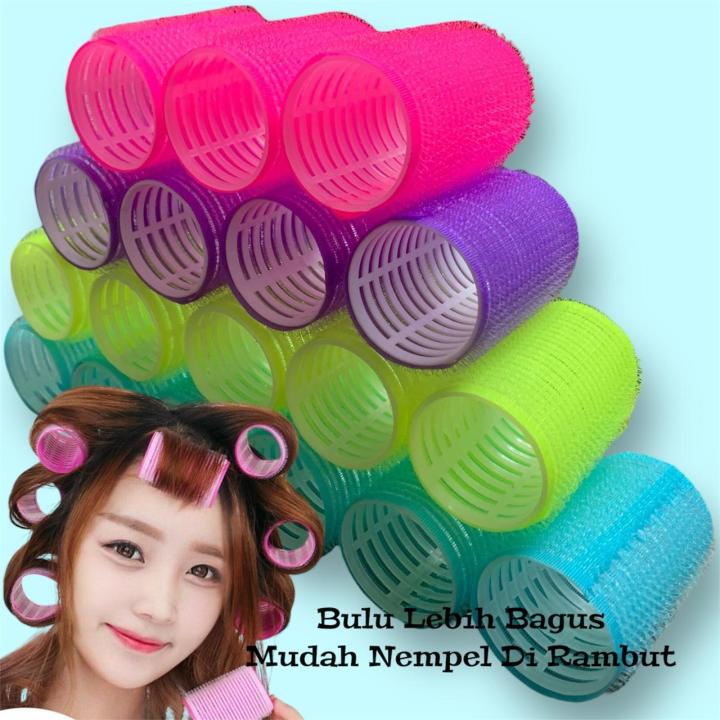Roll Rambut Wanita Besar otomatis 3.5 cm bulu-bulu isi 6 pcs | Lazada ...