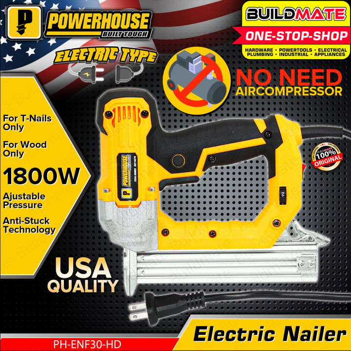 BUILDMATE Powerhouse USA 1800W Electric Nailer with Adjustable Pressure ...