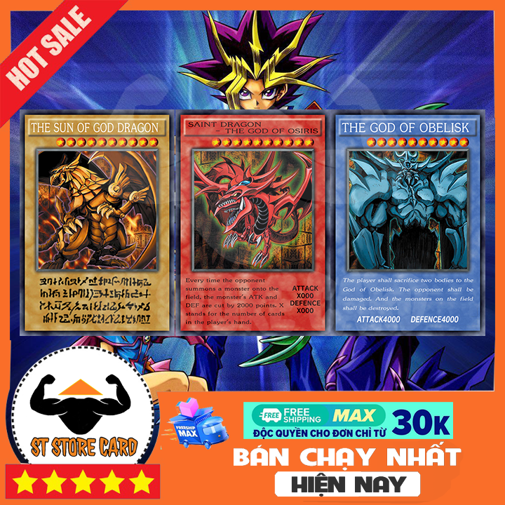 [Bộ 3 hình in] Thẻ bài Yugioh hiếm Tam Thần Ai Cập Obelisk Ra Osiris ...