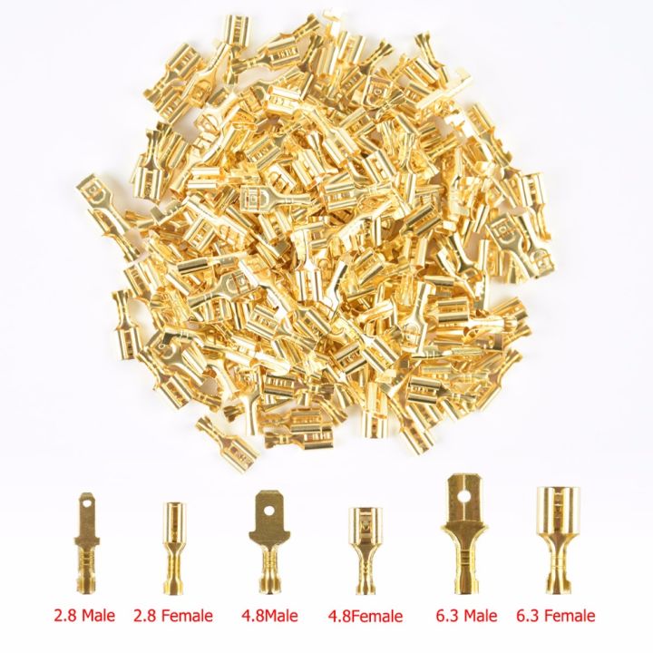 100Pcs/Lot 2.8/4.8/6.3mm Female and Male Crimp Terminal Brass Car ...