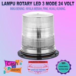 Lampu Rotary Flash Blitz 12 dan 24 Volt Mika Bening LED 3 Mode Lampu ...