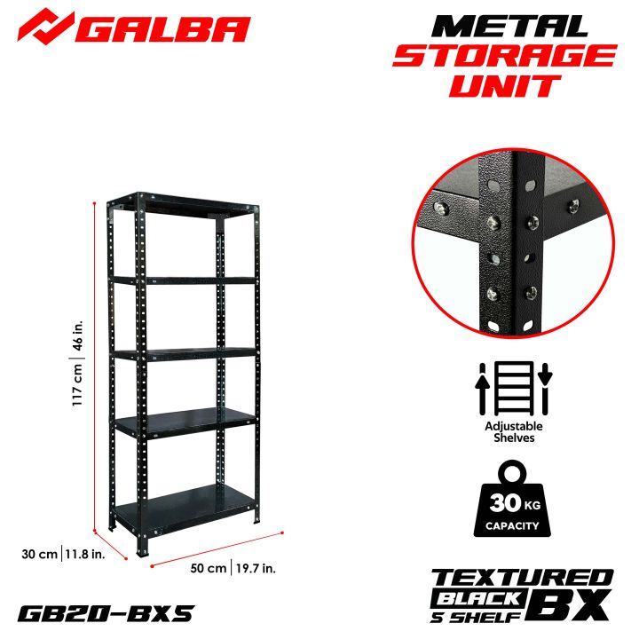 All-Metal Storage Shelving TEXTURED BLACK 5 Layers Adjustable Steel ...