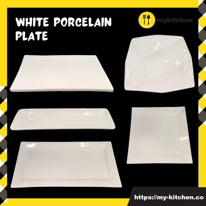 [MY KITCHEN] Porcelain Rectangular Plate White Porcelain Plate Dinner ...