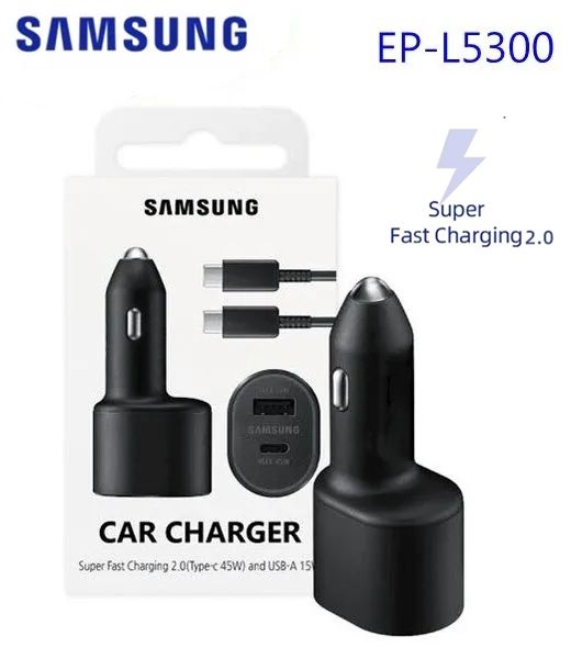 Original Samsung 45W&15W Dual Port Super Fast Car Charger PD 3.0 Fast ...