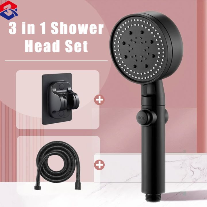 TQTQ 3 in 1 Shower Head Set 5-speed Booster Shower with Hose Portable ...