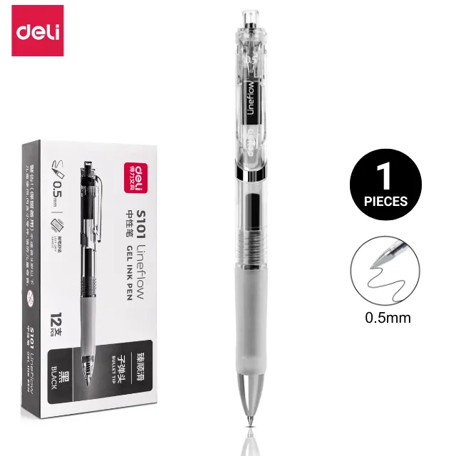 Deli LineFlow Gel Ink Pen 0.5mm S101 Black | Lazada