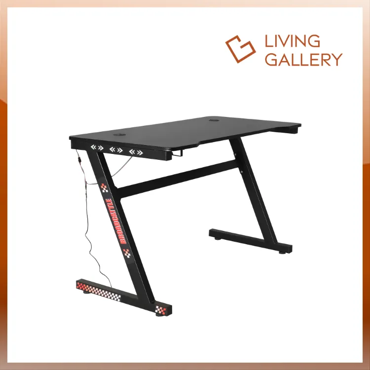 Living Gallery Gaming Table w/ LED Light | Ultra Sturdy Z-Shaped Design ...