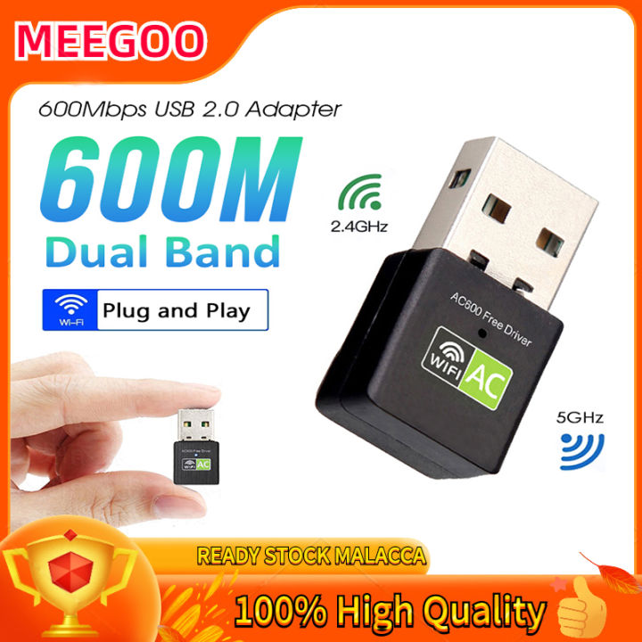 Wifi Adapter 600Mbps Dual Band 2.4G/5GHz Wireless Lan Mini USB Adapter ...