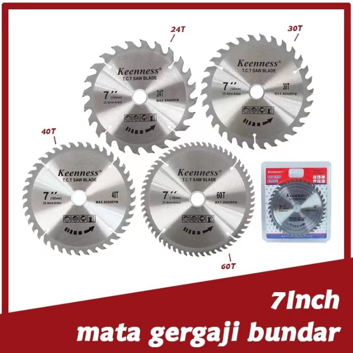 keenness Circular Saw Blade 7inc 24T 30T 40T 60T 80T Thin Tipis Mata Circle Gergaji Potong Kayu ...