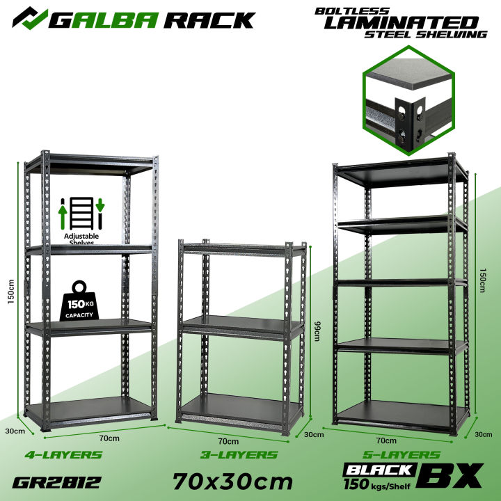 Boltless Laminated Steel Storage Rack Adjustable Shelving 3/4/5 Layers ...