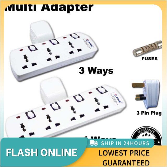 【Ready Stock Msia】KSE 3 Way Universal Multi Adapter Extension Plug 3 ...