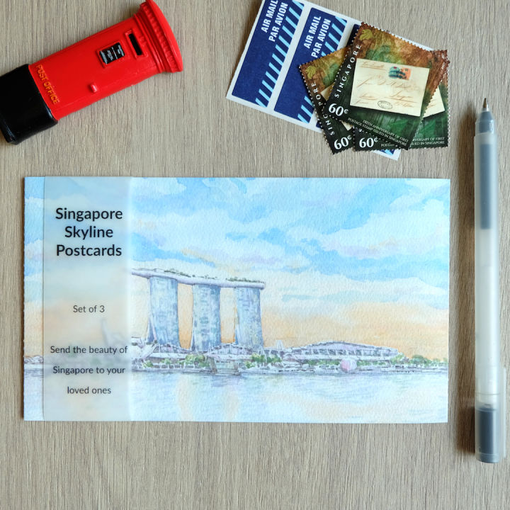 Singapore Skyline Postcards (set of 3), Singapore Panoramic View ...
