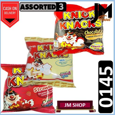 JM FG-0145 | JM Foods | [3 PCS] Knick Knacks Coated Biscuit 21G | Chocolate | Milk | Strawberry ...