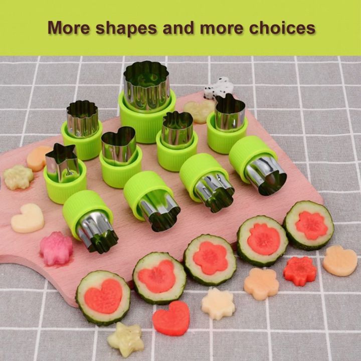 9Pcs Fruit Vegetable Cookie Sandwich Cutter Shaper Molder BLW Food Decoration Design Pink Green Cutting Set Infant Food Preparation Tools Lazada Lazada PH