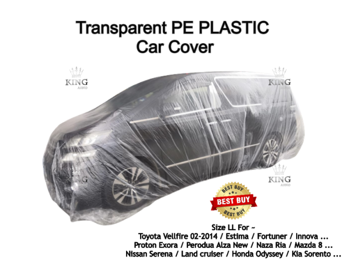 (FOR ~ Temporary use) Transparent PE PLASTIC Car Body Cover Size ...