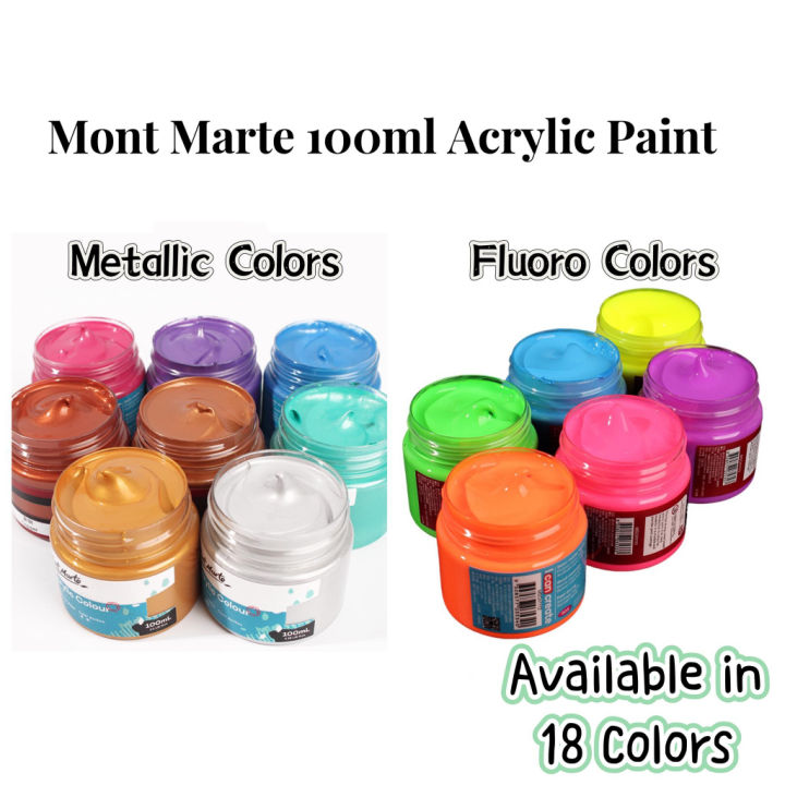 100ml Mont Marte Acrylic Paint - Metallic and Fluoro Colors | Lazada PH