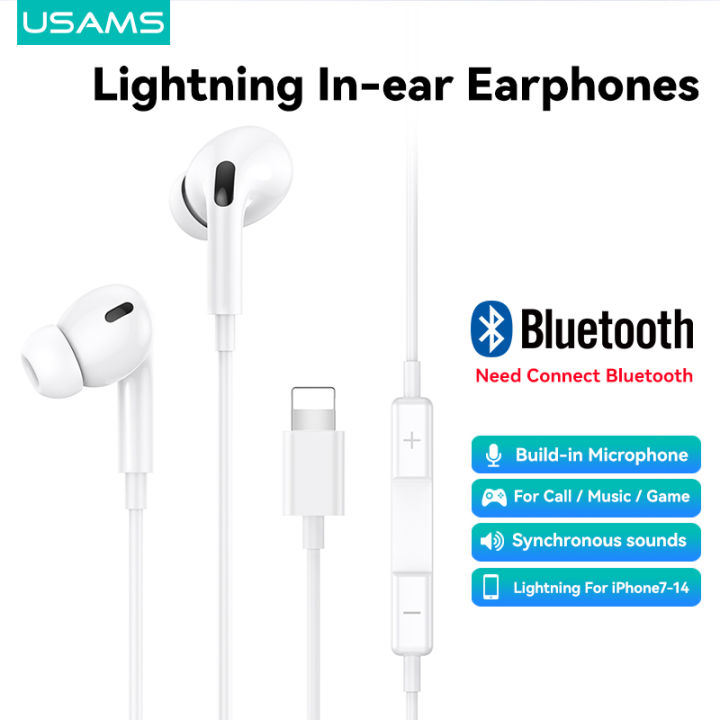 USAMS Lightning In-ear Earphones For iPhone Bluetooth Headset Lossless ...