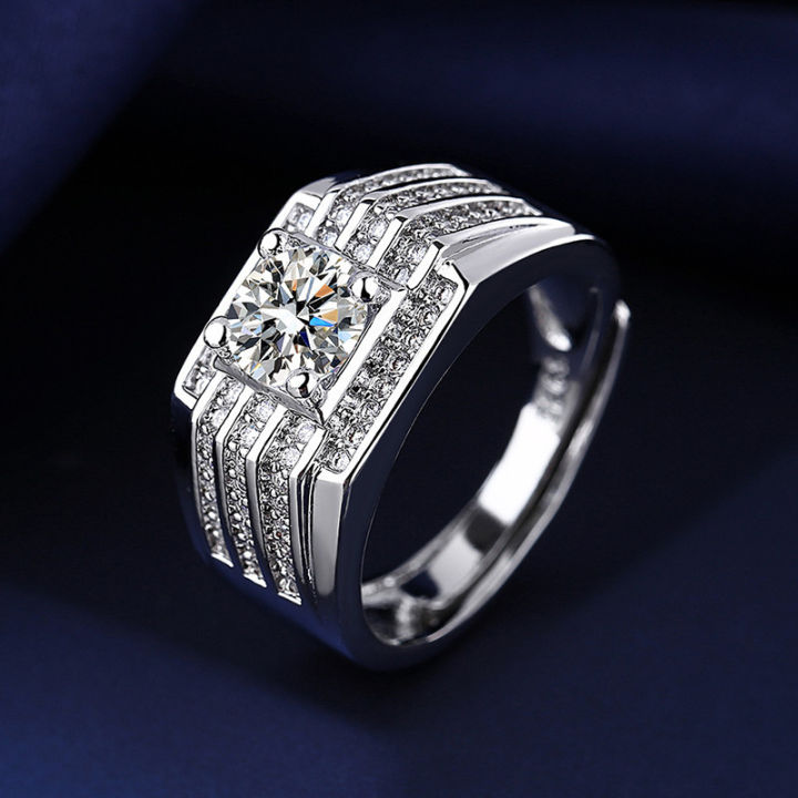 CX Elegant Men Luxury Silver Zircon Titanium Steel Crystal Diamond ...