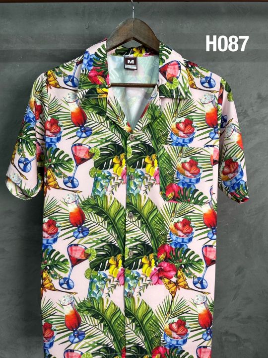 Cocoshell พร้อมส่งจากไทย เสื้อฮาวายวินเทจ ฮาวายแขนสั้น ผ้าไหมอิตาลี ลาย ...