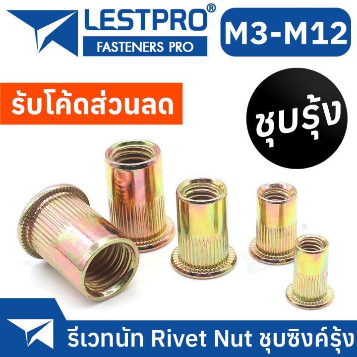 รีเวทนัท ชุบซิงค์รุ้ง หัวน็อตรีเวท M3 M4 M5 M6 M8 M10 M12 Rivet Nut ...