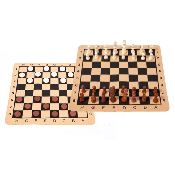 Artificial Leather Chess Set Chess Set Portable Chess and Checkers Set ...