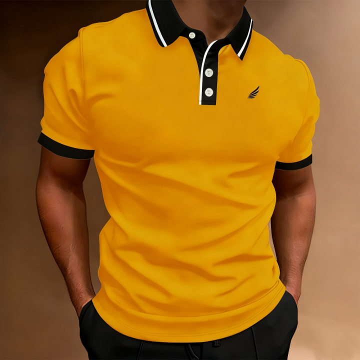 Men Plain Business Polo Casual Fashion Modern Classic Yellow Print ...