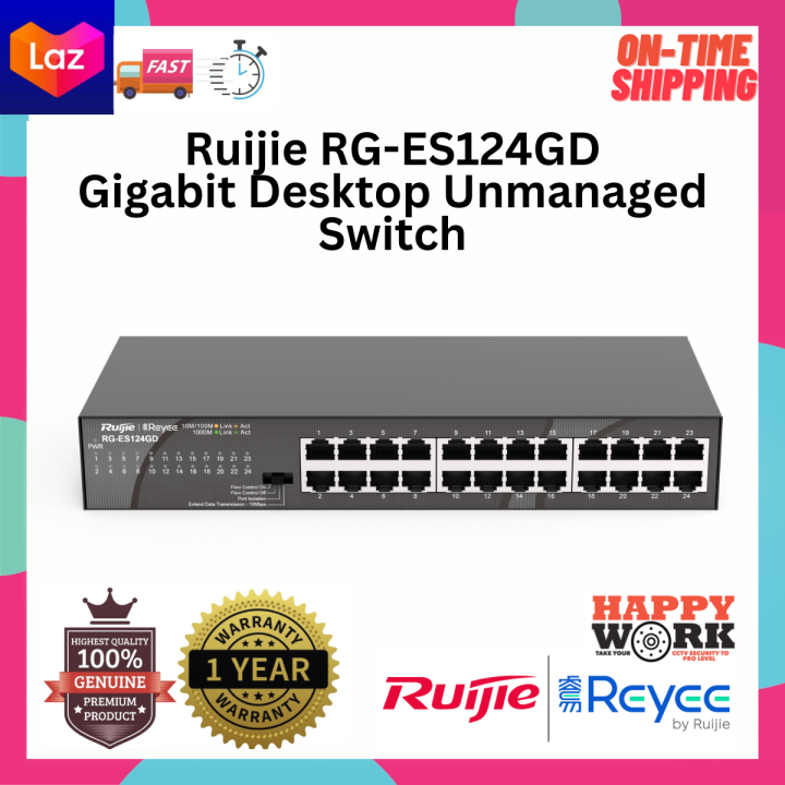 24-Port Unmanaged Switch Ruijie RG-ES124GD 24-port 10/100/1000Mbps ...