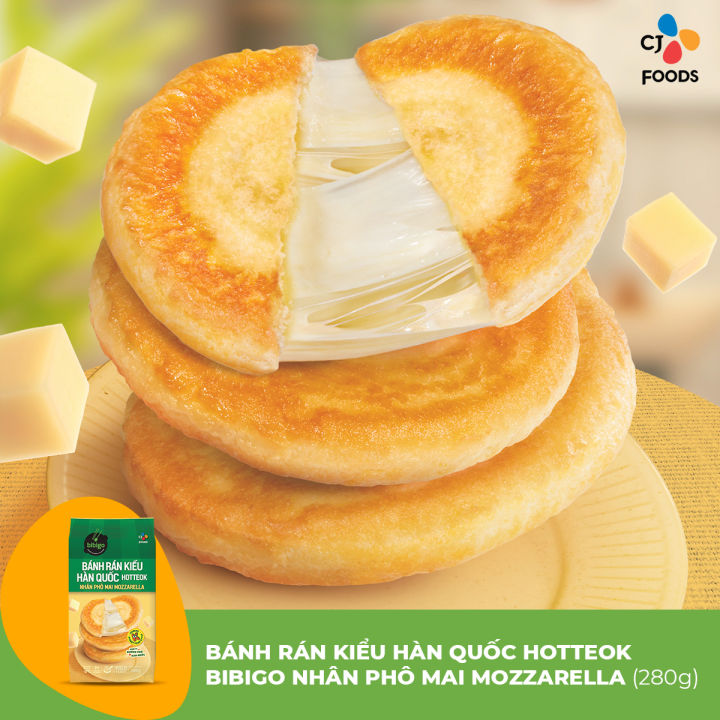 [HN-HCM] Bánh rán Hàn Quốc Hotteok bibigo - nhân Phô mai Mozzarella 280g (4 bánh to nhân đầy ...