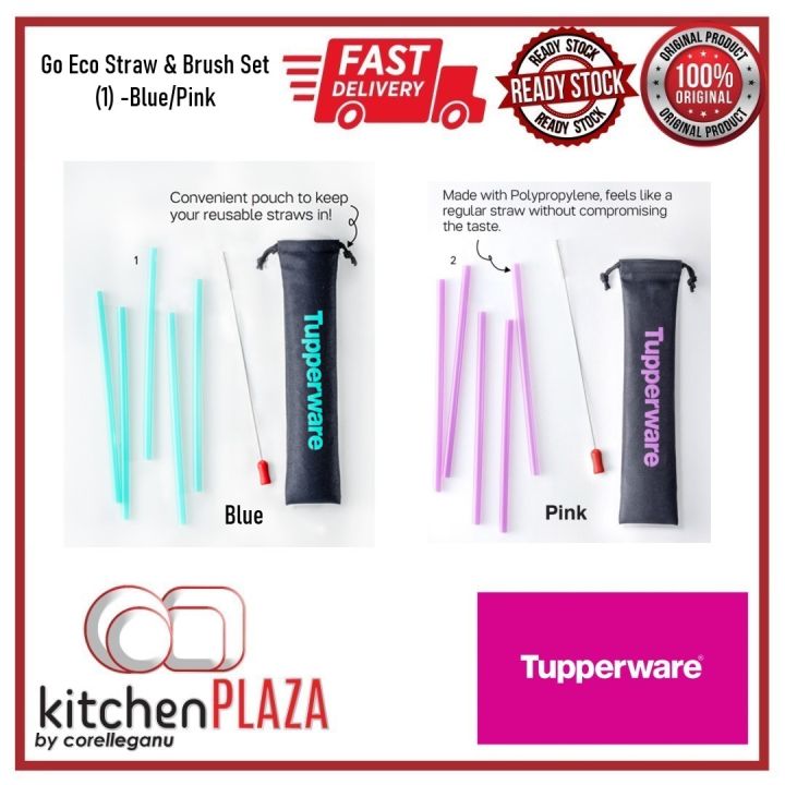 TUPPERWARE Go Eco Brush & Straw Set (2 Colors to Choose) - 1 Set | Lazada