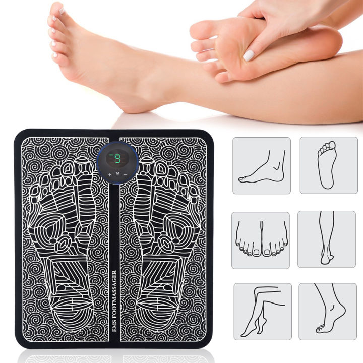 EMS Foot Massager Pad Feet Muscle Stimulator Leg Reshaping Foot Massage ...