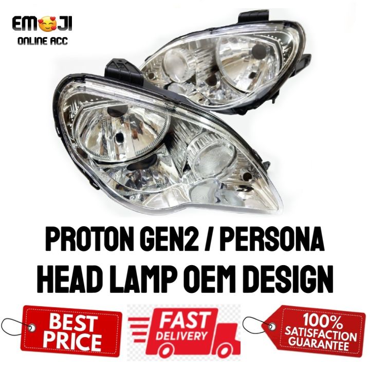 Proton Gen2 Gen 2 2004-2015 Persona head lamp headlights crystal clear ...