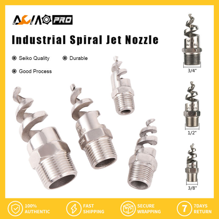 AumoPro 1 Pcs Male Thread 316L Stainless Steel Spiral Jet Nozzle Industrial Spray Dust Remove ...