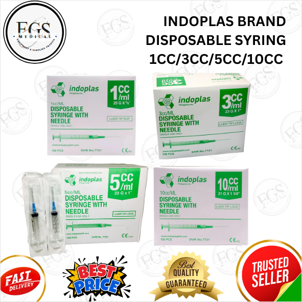 INDOPLAS DISPOSABLE SYRINGE 100'S/BOX (1CC/3CC/5CC/10CC) | Lazada PH