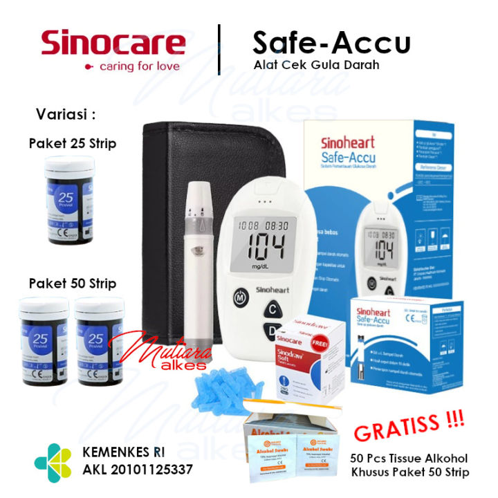 Alat Cek Gula Darah Sinocare Sinoheart Safe-Accu / Safe Accu | Lazada ...