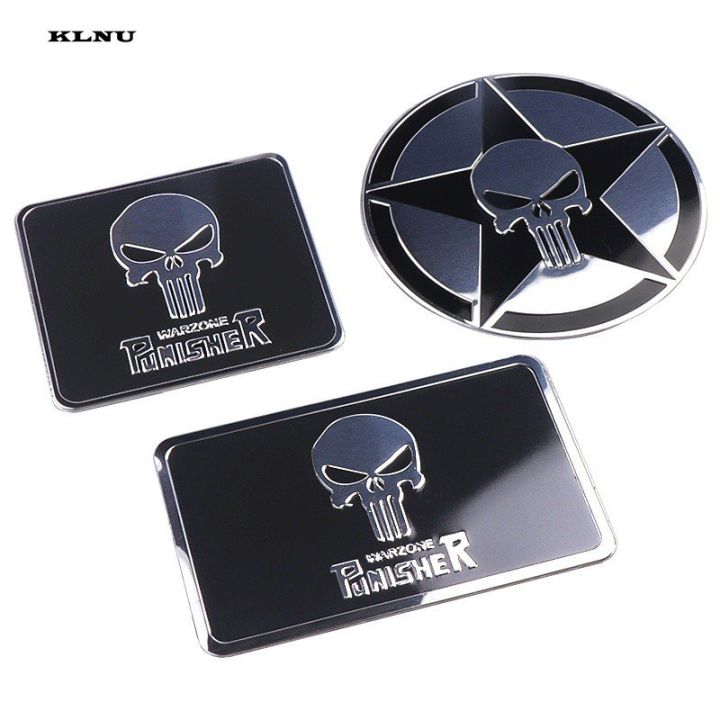 KLNU The Punisher Skull 3D Aluminum alloy Car Auto Badge Motorcycle ...