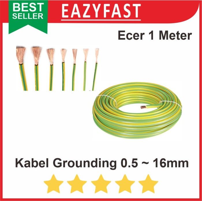 Kabel Ground NYA NYAF Grounding Arde GND Kuning Tunggal Single Serat ...