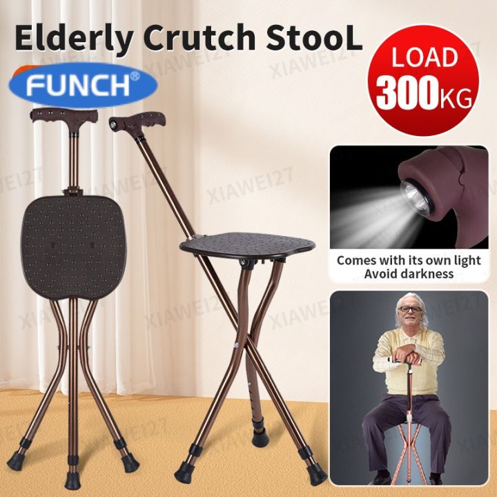 Crutch Stool Chair Walking Stick Elderly Cane with Four Feet ...