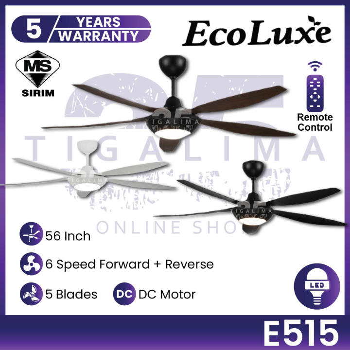 ECOLUXE E515 56Inch 5 Blades 6 Speed DC Motor with Remote Control ...