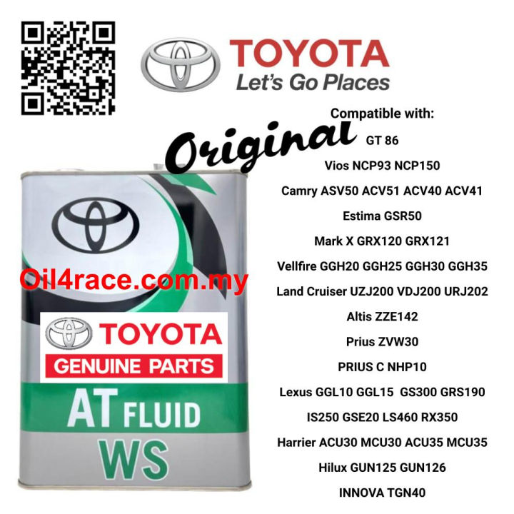Toyota Genuine ATF WS Fluid Oil 4L (Imported from Japan) Automatic ...