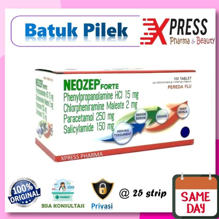 ⚡XPRESS⚡ Neozep Forte DUS Obat Batuk Pilek Flu Box Isi 25 Strip Amplop ...