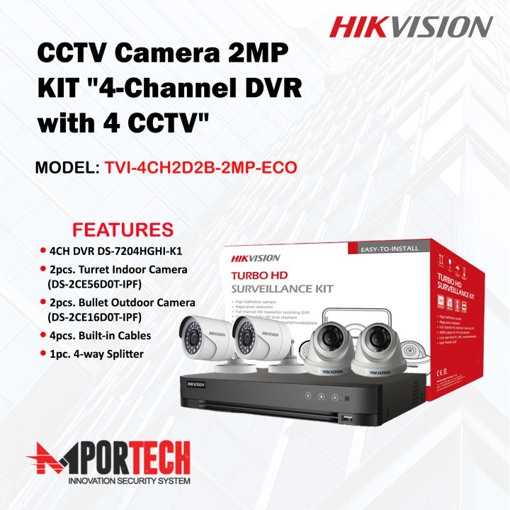 HIKVISION CCTV Camera 2MP KIT "4-Channel DVR with 4 CCTV" TVI-4CH2D2B ...