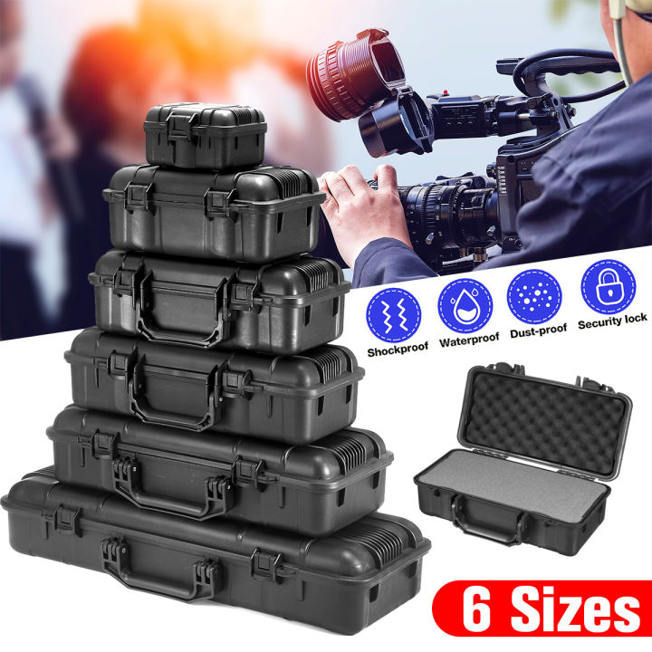 6 Sizes Black Hard Shell PP Carrying Case Portable Waterproof ...