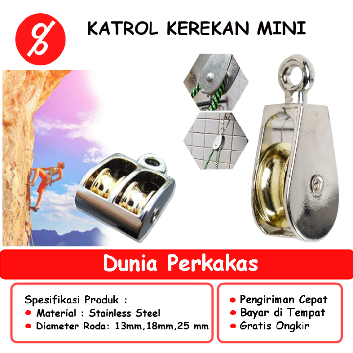 DUNIA PERKAKAS Katrol Besi Kerekan Manual Mini Kecil Stainless Steel ...