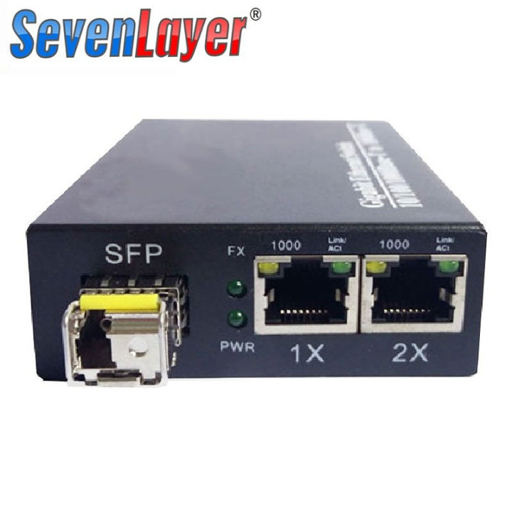 1pcs Gigabit Media Converter 1 SFP to 2 RJ45 UTP with LC SFP module 5KM ...