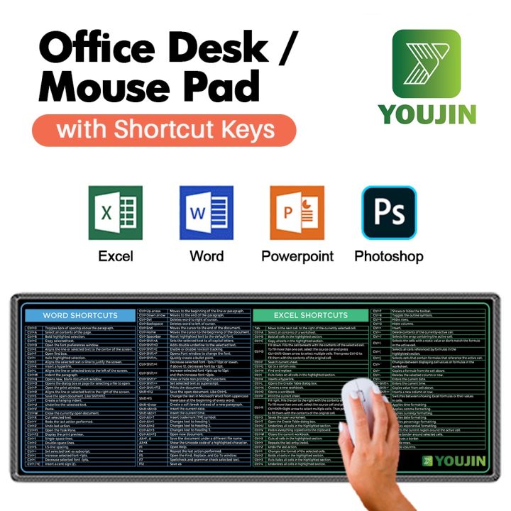 COD YOUJIN Large Office Mouse Pad, 800MM300MM for Desk, Excel Shortcuts ...
