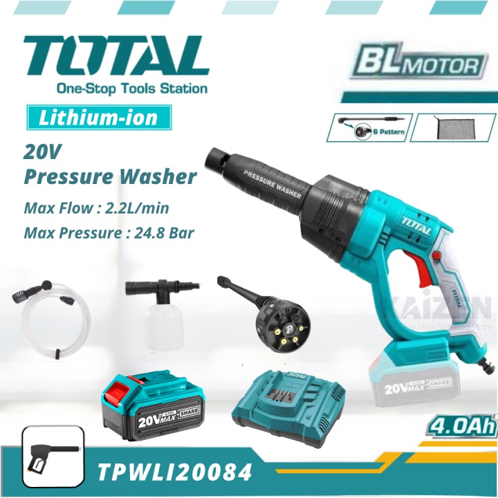 TOTAL TPWLI20084 20V LITHIUM-ION CORDLESS PRESSURE WASHER | Lazada