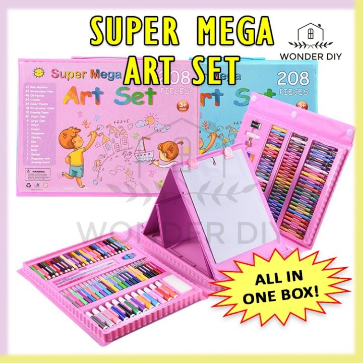 Super Mega Art Set 208/86/42pcs Drawing Coloring Book Case Box Folding ...