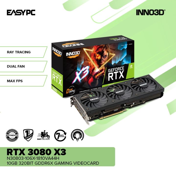 EasyPC | Inno3d Rtx 3080 X3 N30803-106X-1810VA44H 10gb 320bit GDdr6X ...